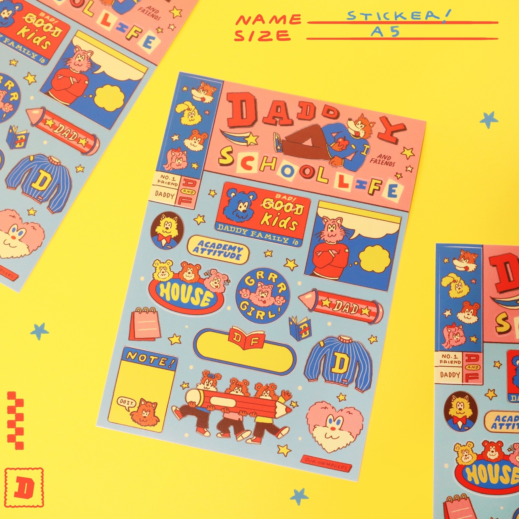 Daddy & Friend Sticker A5 ลายน้องหมา น้องแมว และผองเพื่อน สุดน่ารัก ...