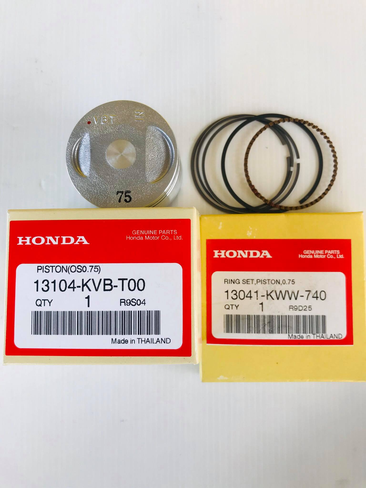 ชุดลูกสูบ+แหวนแท้ไซร์75 HONDAคลิก เก่า/ใหม่ ( 13104-KVB-TOO/13041-KWW ...
