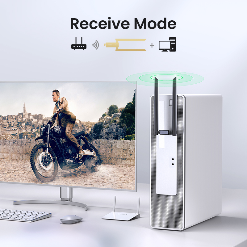 UGREEN ตัวรับสัญญาณไวไฟ AC1300 USB WiFi Adapter with Amplifier 5G 2.4G ...