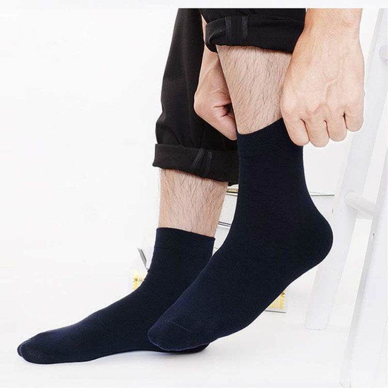 5 Pairs High Quality Business Cotton Men Socks Solid Color Casual ...