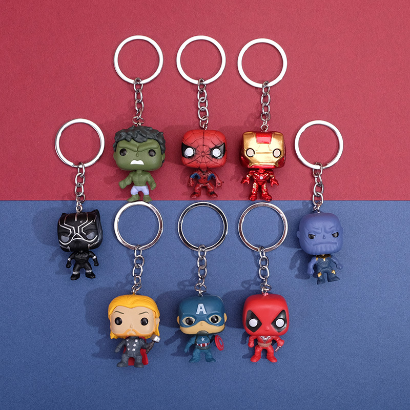2.2Marvel Keychain Superhero Heroes Anime Figures Doll Cartoon Keyring ...