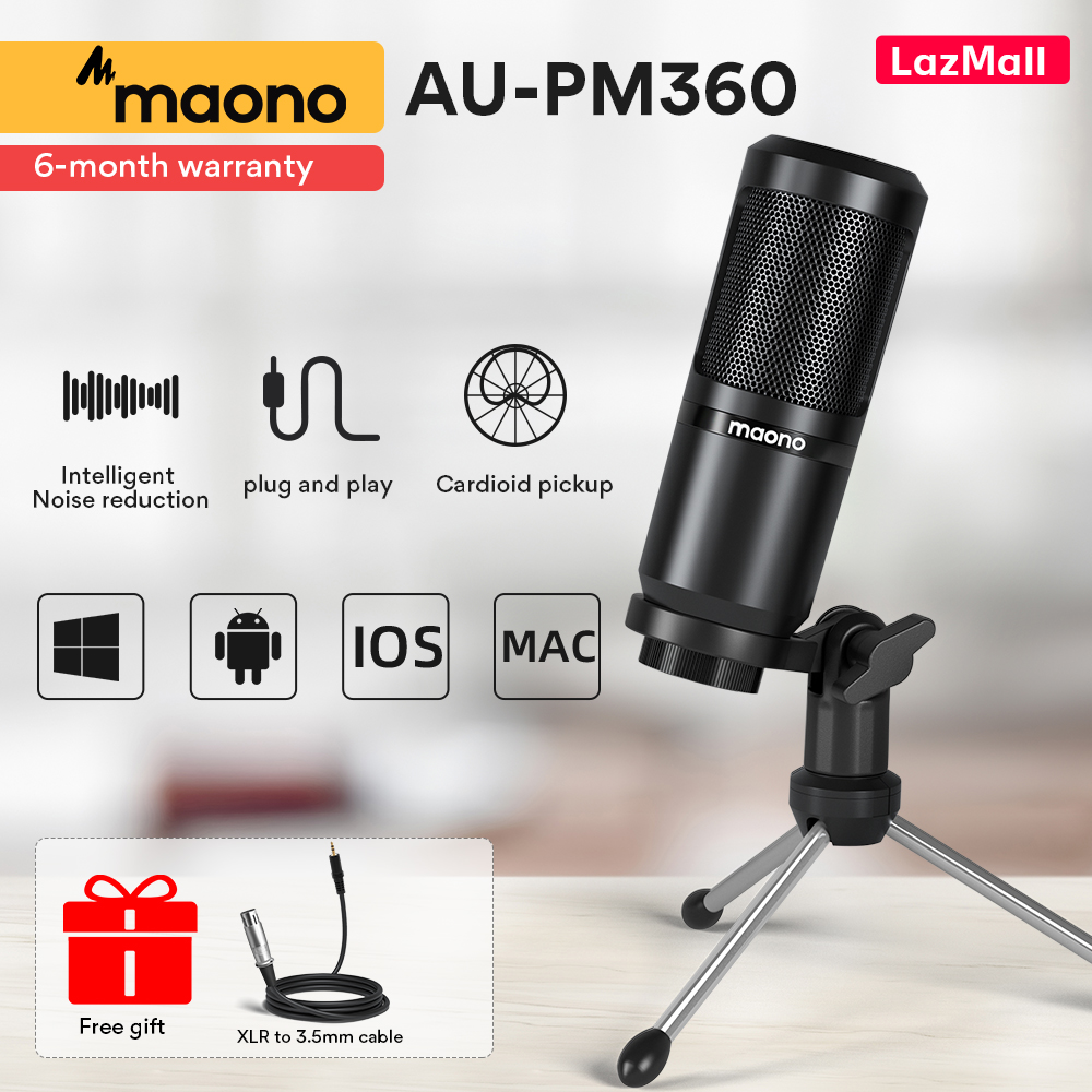 MAONO AU-PM360TR ไมโครโฟน Condenser Microphone Recording PC Mic for Online Teaching Meeting ...