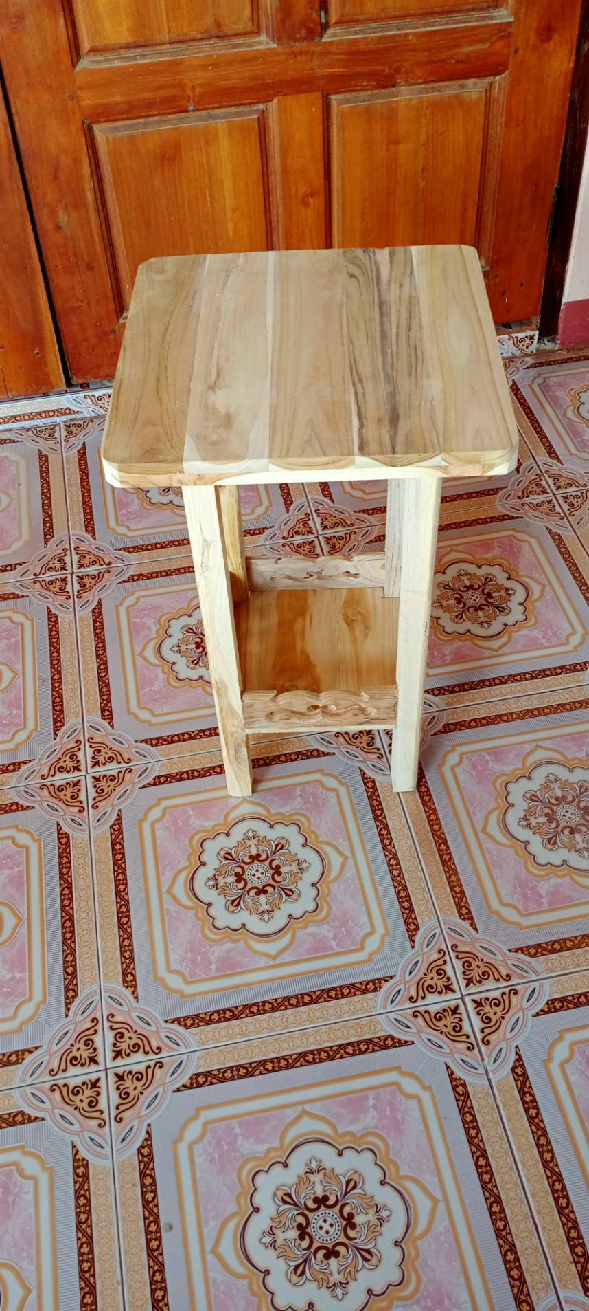 ชั้นวางของไม้สักแท้ โต๊ะวางของ งานดิบ minimal สะดวกจัดเก็บ37x37สูง60ซม. - Namwa - ThaiPick