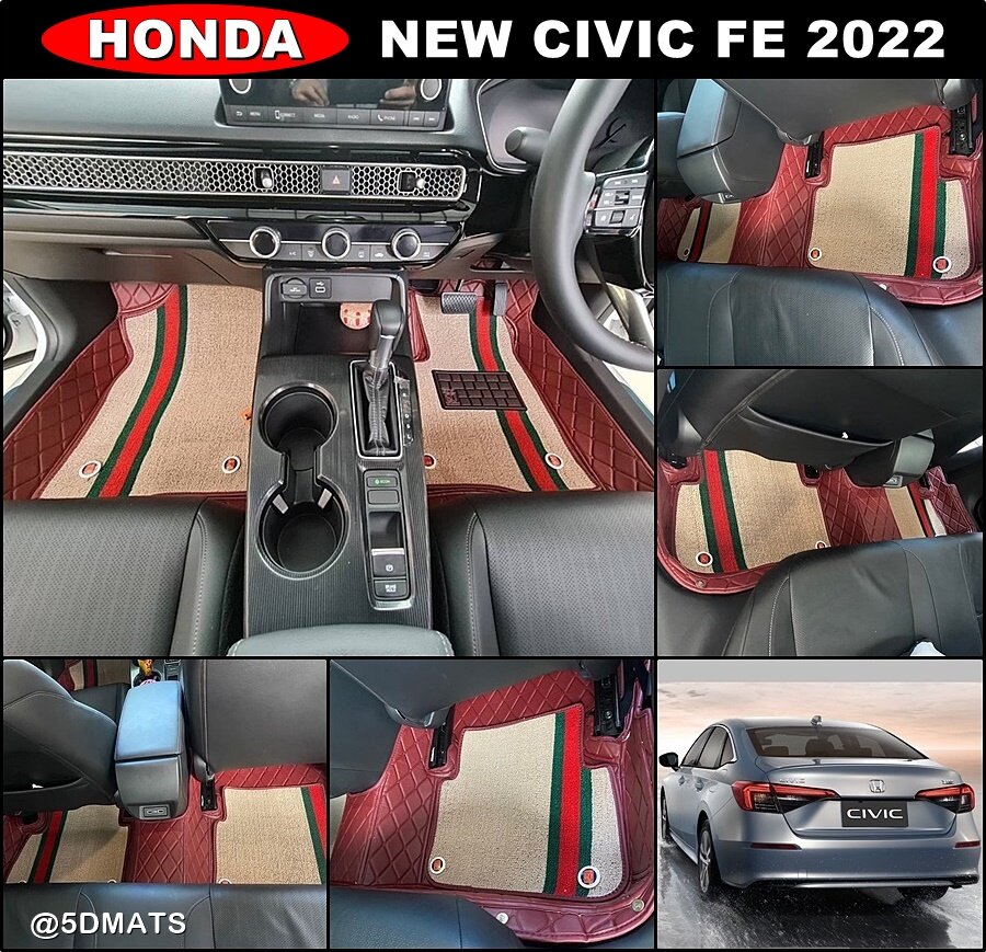 พรมปูพื้นรถยนต์ 7D HONDA CIVIC FE 2022 พรม7D QJ VIP หนาพิเศษ +พรมใยดัก ...