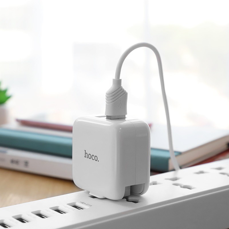 หัวชาร์จพร้อมสาย Hoco Wall charger “C59 Mega joy” dual USB port US with ...