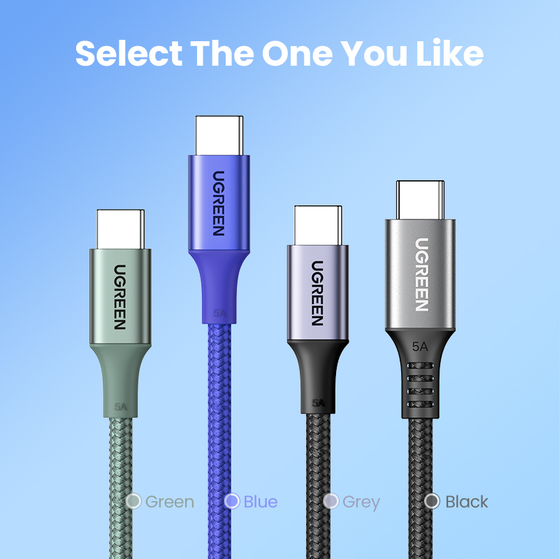 UGREEN 2m 100W USB C To USB C Charging Cable Type C PD Nylon Braided Charging Cable Model: 90793 ...