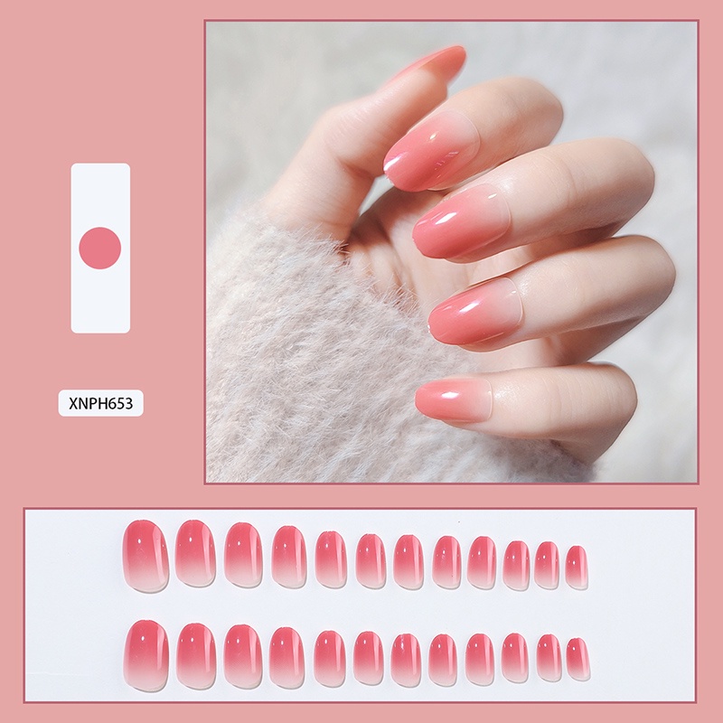 【FREE 24 Sticker glue】24Pcsbox Fake Nails With Glue Sticker Press On ...