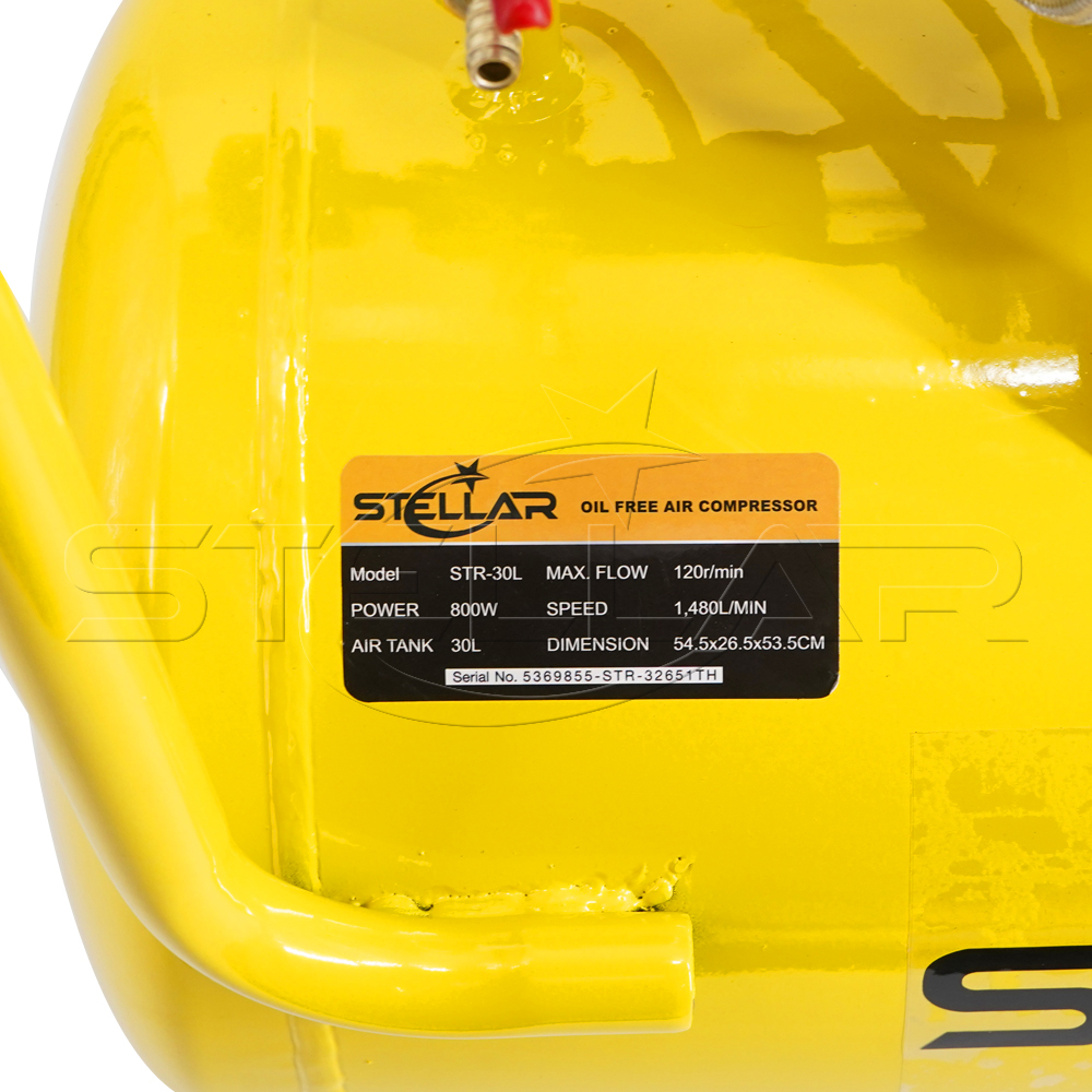 STELLAR ปั้มลมออยล์ฟรี ปั๊มลม OIL FREE 800W ปั้มลม 30 ลิตร รุ่น STR-30L ...