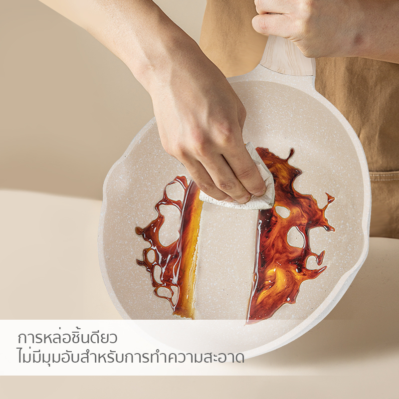 Genki กระทะ หินไมฟาน 28 ซม กระทะหินไมฟาน ไม่ติดกระทะ ผัดและทอด กระทะสี ...