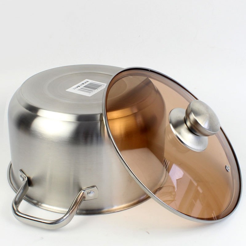 Telecorsa หม้อสแตนเลส 2หู พร้อมฝาแก้ว ขนาด 26 ซม TK-0726 รุ่น 26cm-0726-Stainless-steel-boiling ...