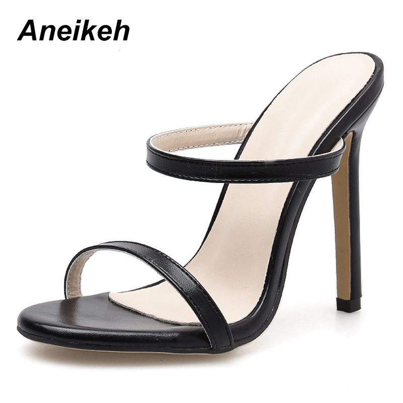Aneikeh 2022 Women Sandals Stiletto High Heel Shoes Strap Ankle Wrap Ol