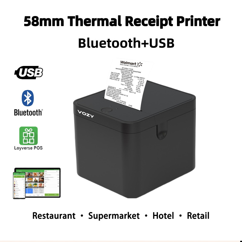 VOZY P50 58Mm Thermal Receipt Printer BluetoothUSB Thermal Printer POS Printer FREE 1Rolls ...