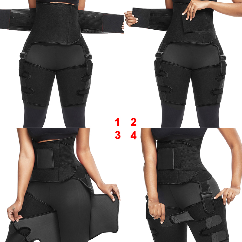 2 in 1 Waist Trainer and Thigh Trimmer Double Compression Belt Leg ...