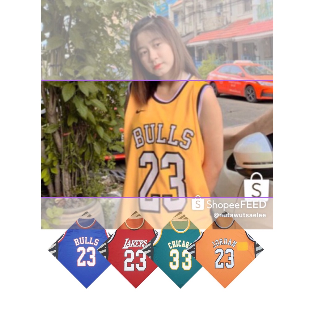 เสื้อกีฬา เสื้อบาส ชายหญิง ฟรีไซส์ SMLXL ใส่ได้ #ทรงโอเว่อร์ไซส์ตัวใหญ่ (รอบอกยืดได้ถึง 36-42 ...