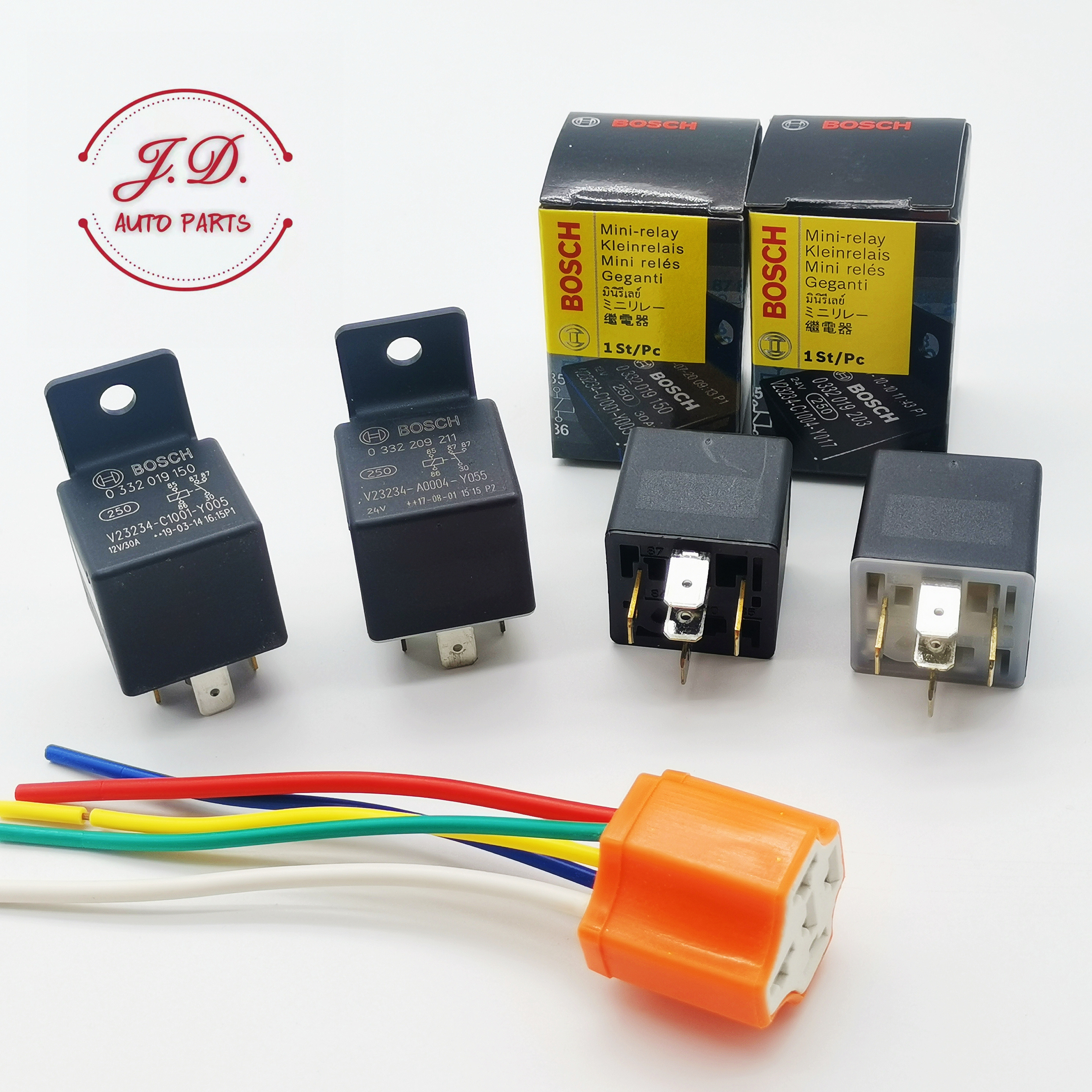 Bosch เเท้ รีเลย์ บอช Relay 5 ขา 12V24V พร้อมปลั๊กเสียบสายไฟ สำหรับ ...
