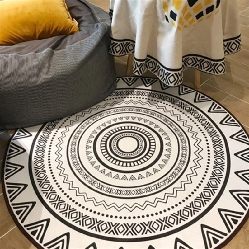 hot New Retro Bohemian Round Carpet Hand Woven Cotton Linen Carpet Rug ...