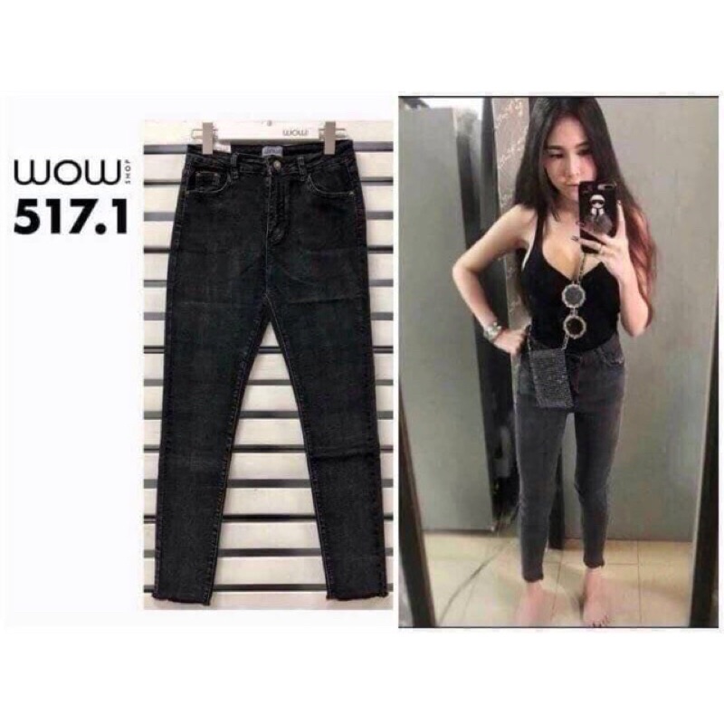 517.1 กางเกงยีนส์สีดำฟอก งานป้าย WOW งานสวยมากแม่ - J&J Jeans By Jacky - ThaiPick