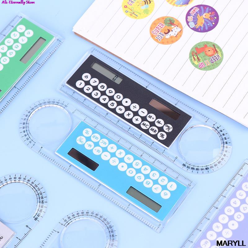 Mini Solar Transparent Ruler Calculator with Magnifier Student School ...