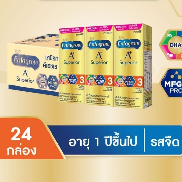 ยกลัง24กล่อง Enfagrow UHT สูตร 3 ซุพีเรียร์ รสจืด 180 มล.หมดอายุ10/06 ...