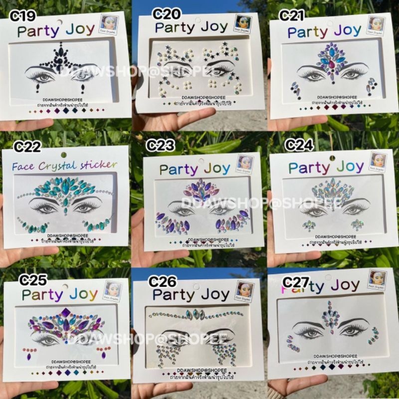 พร้อมส่ง Face crystal sticker เพชรติดหน้า คริสตัล แฟชั่น สติกเกอร์ กลิต ...