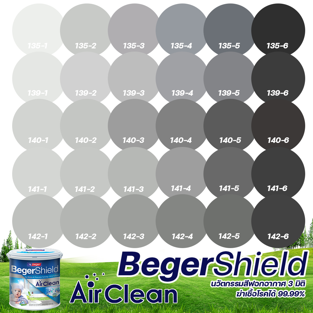 Beger Shield Air Clean เบเยอร์ชิลด์ แอร์คลีน สีเทา สีทาภายใน เกรดสูง ...