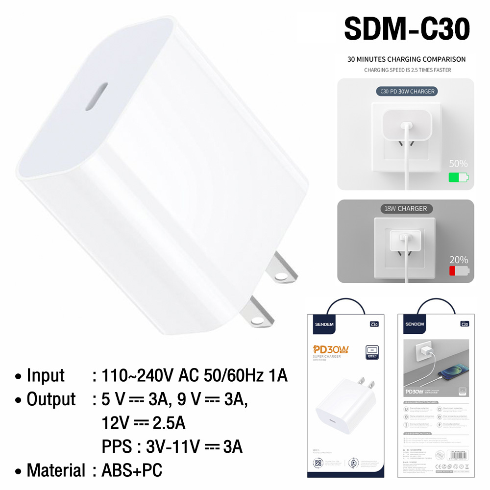 Sendem SDM-C30 Adapter PD Super Chargerc 30W หัวชาร์จสำหรับ IP | Lazada ...