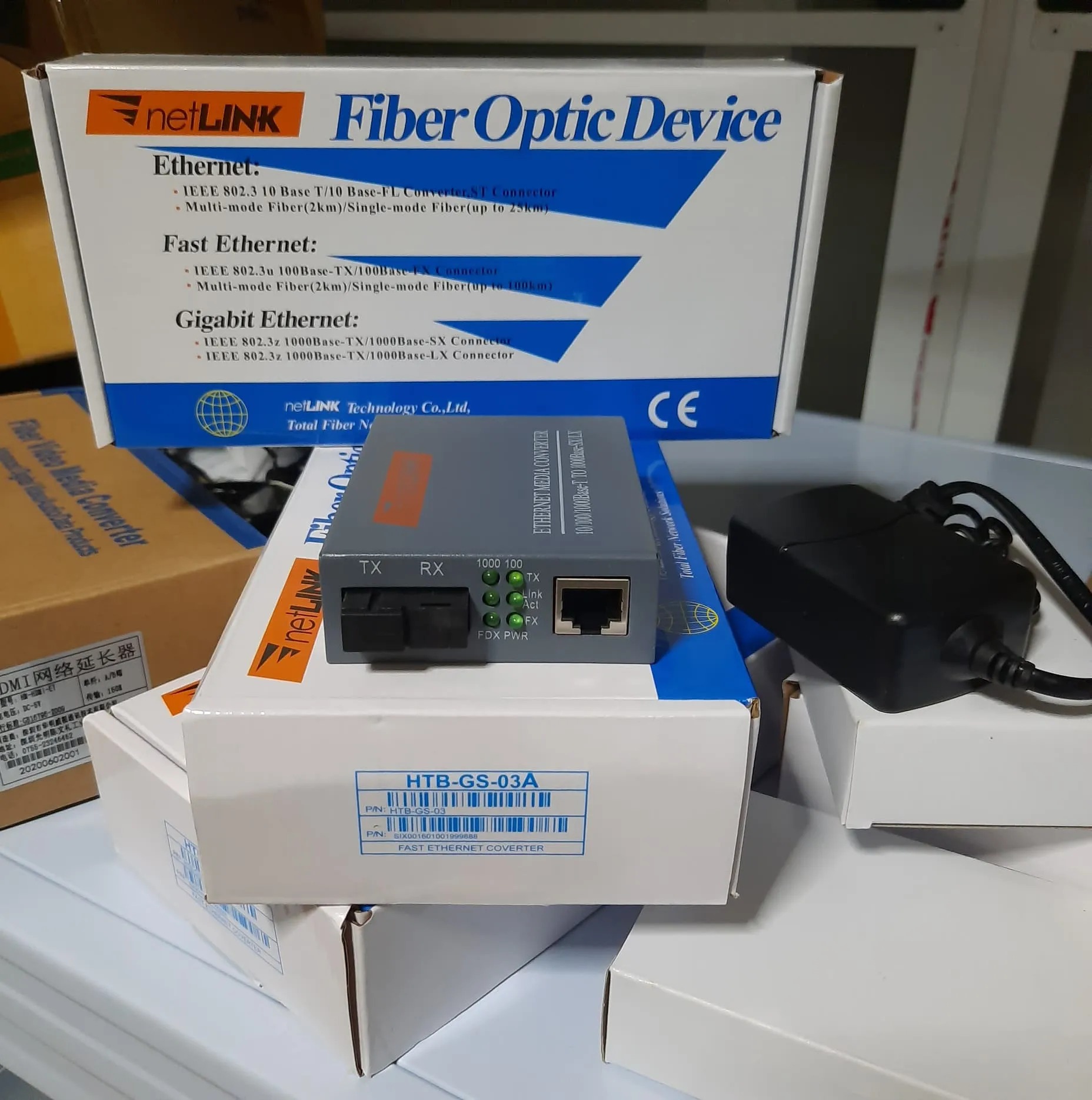 NetLINK Gigabit Media Converter HTB-GS-03 (AB) Fiber Optic 20KM Single ...