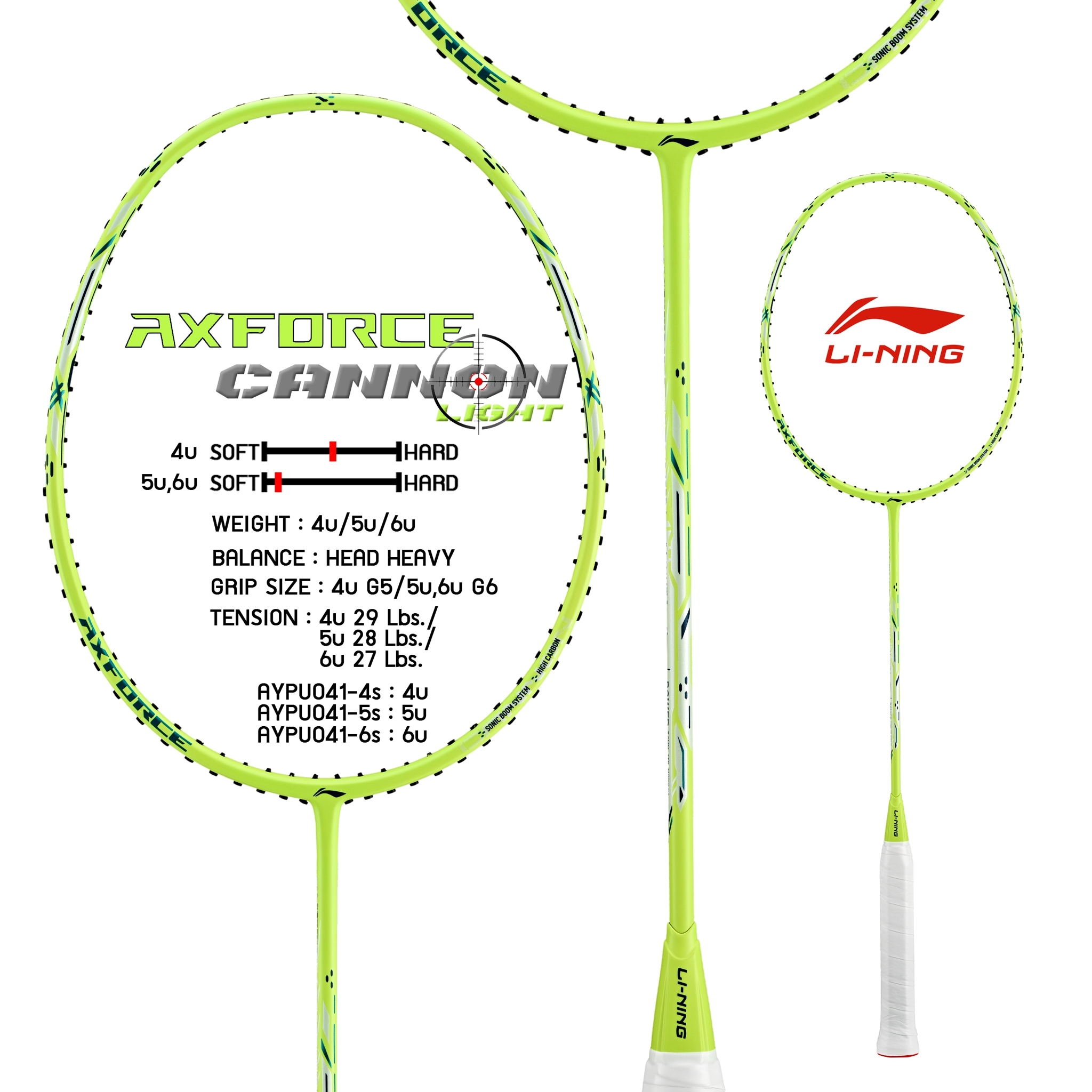 LI-NING ไม้แบดมินตัน รุ่น AXFORCE CANNON (4U/5U/6U) แถมซอง+พันด้าม+เอ็น ...
