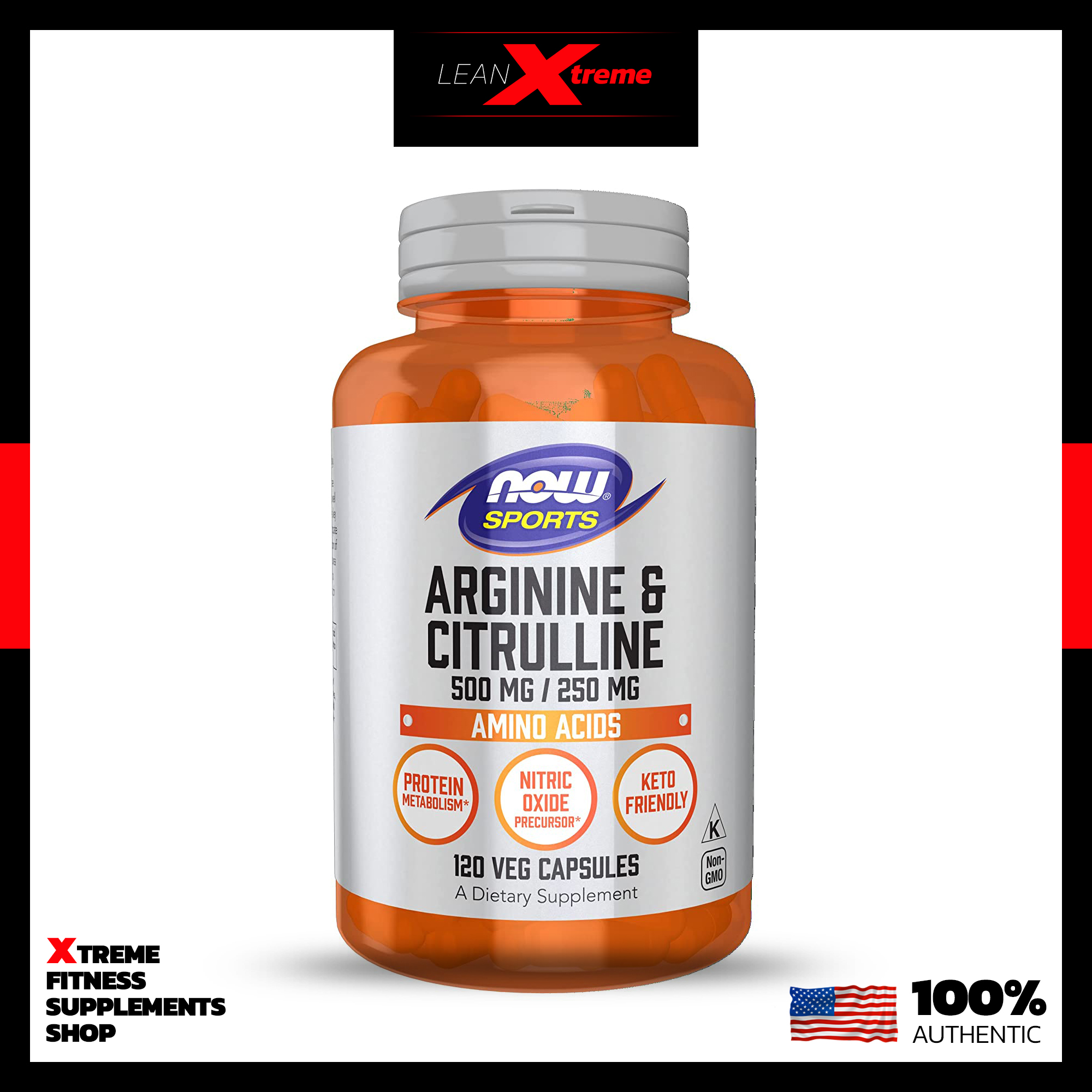 NOW Sports : Arginine & Citrulline 500mg/250mg 120 Capsules, Protein ...