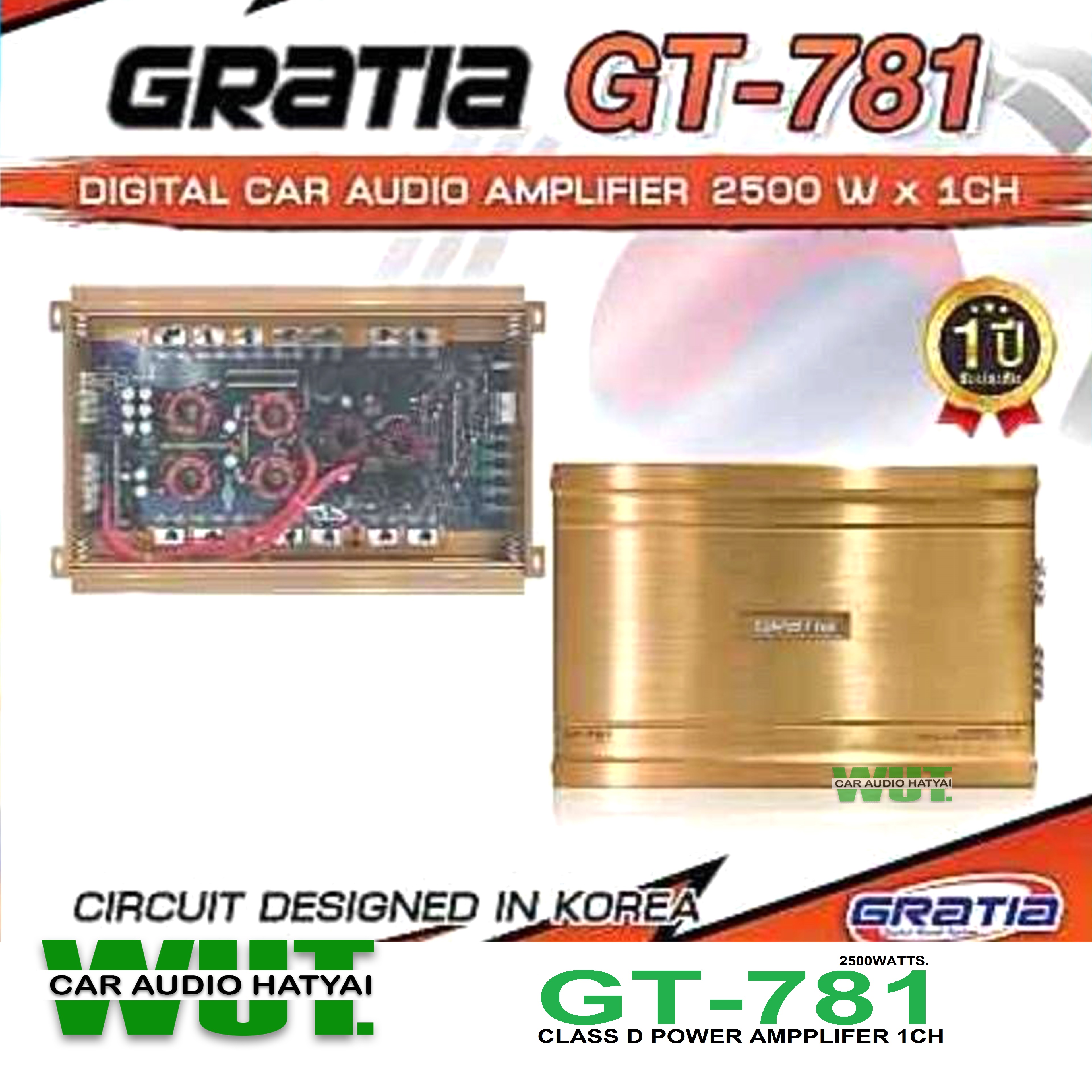 GRATIA เครื่องเสียงรถยนต์ เพาเวอร์แอมป์คลาสดี สำหรับลำโพงขับซับวูปเฟอร์ซับเบส ClassD กำลังขับ ...