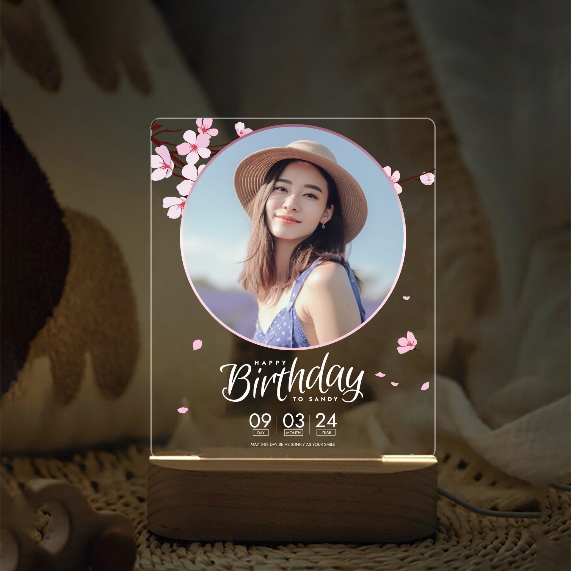 Happylife blossom 2024 Custom Acrylic Music Night Light Plaque ...