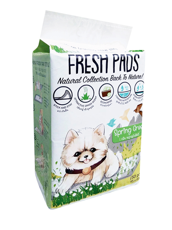 Fresh Pads แผ่นรองซับกลิ่นหญ้า (ขนาด 50ชิ้น) - SUPERMAM PETSHOP - ThaiPick