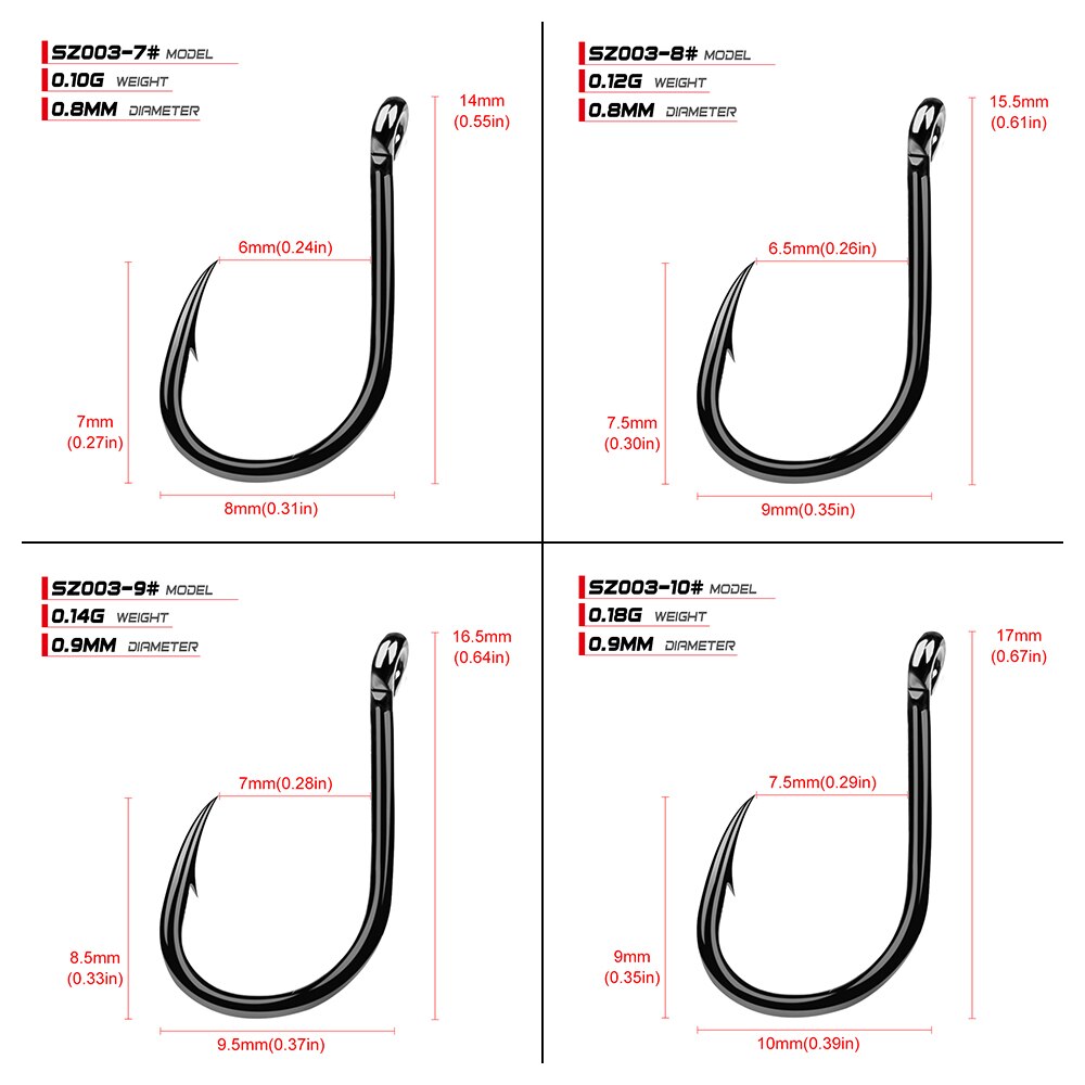 PROBEROS Soft Lure Warm Barbed Hooks 3 -15 ตะขอตกปลาขนาดใหญ่200Pcs High ...