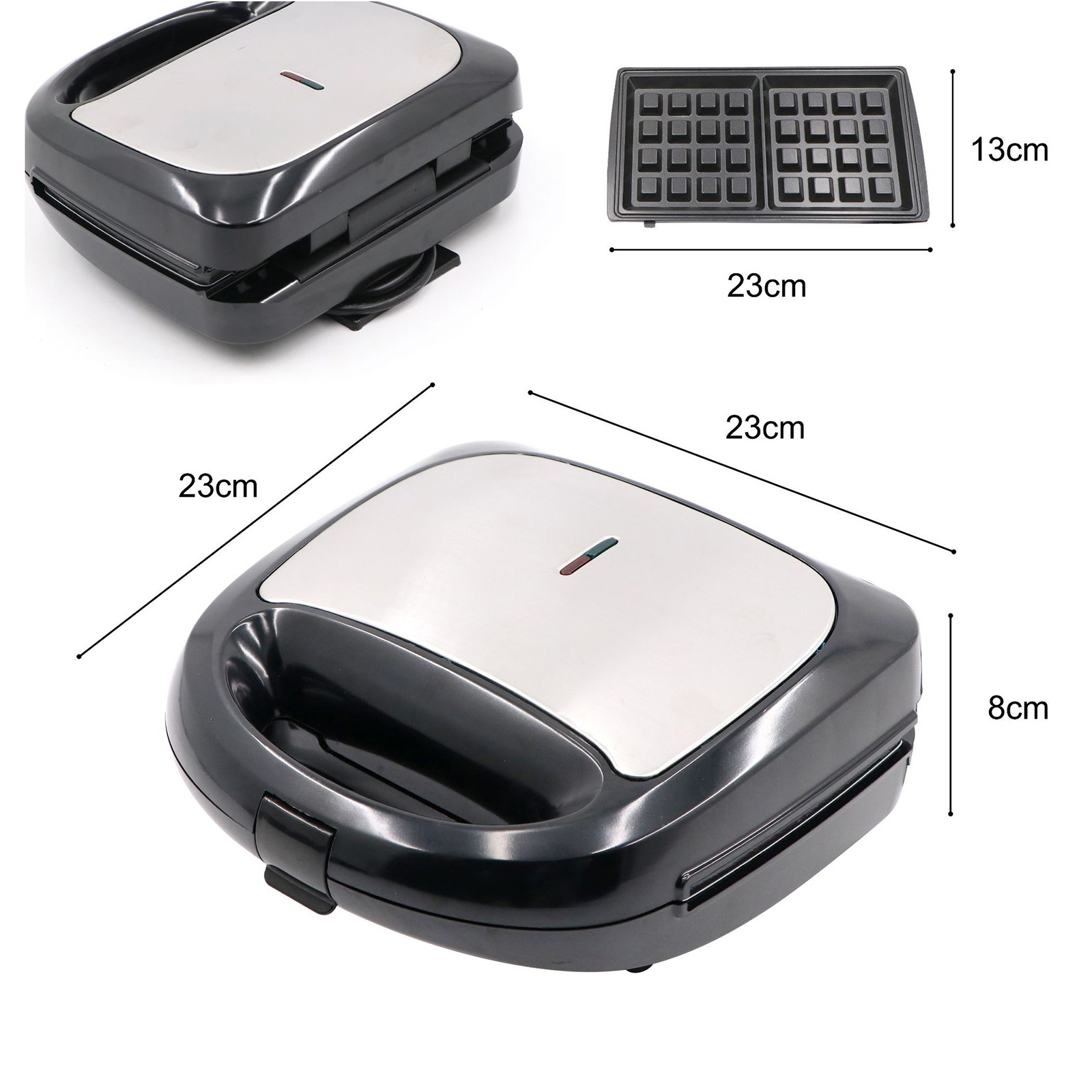 3 in 1 Electric Waffle Maker Belgian Sandwich Cake Maker Bread Oven ...
