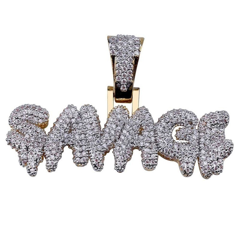 Hip Hop SAVAGE Necklace Brass Gold Color Iced Out Micro Pave Cubic ...