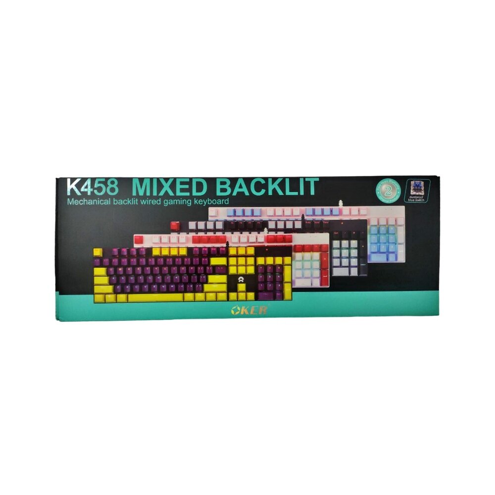 (645) OKER K458 GREYBLACK MIXED Backlit Gaming Keyborad คีย์บอร์ดเกม ...