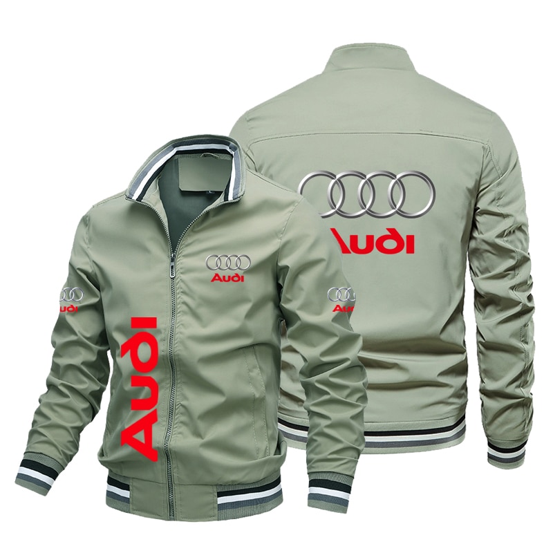 ขาตั้งมอเตอร์ไซค์Print Men's Audi Windbreaker Casual Car Sports Jacket ...