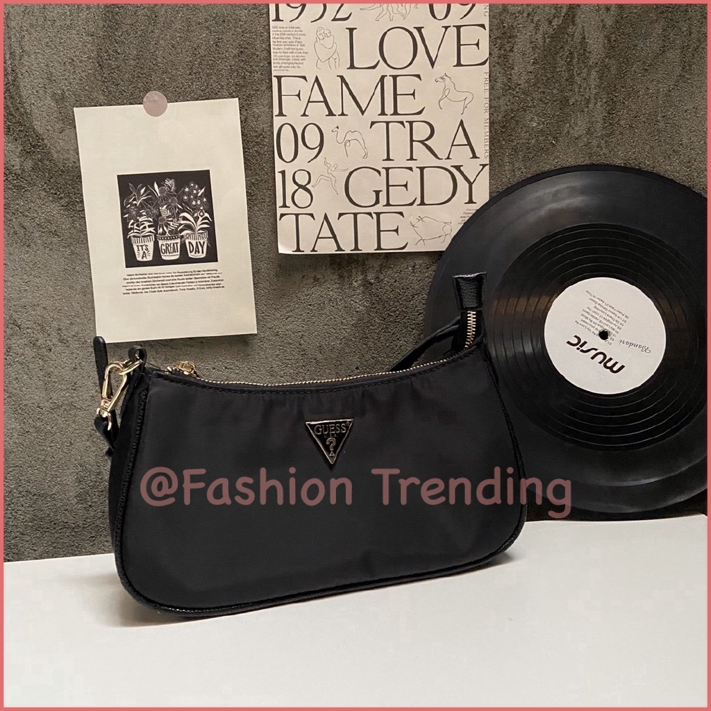 Guess Zip Underarm Bag Oxford Cloth Shoulder Bag Black Sling Bag ...