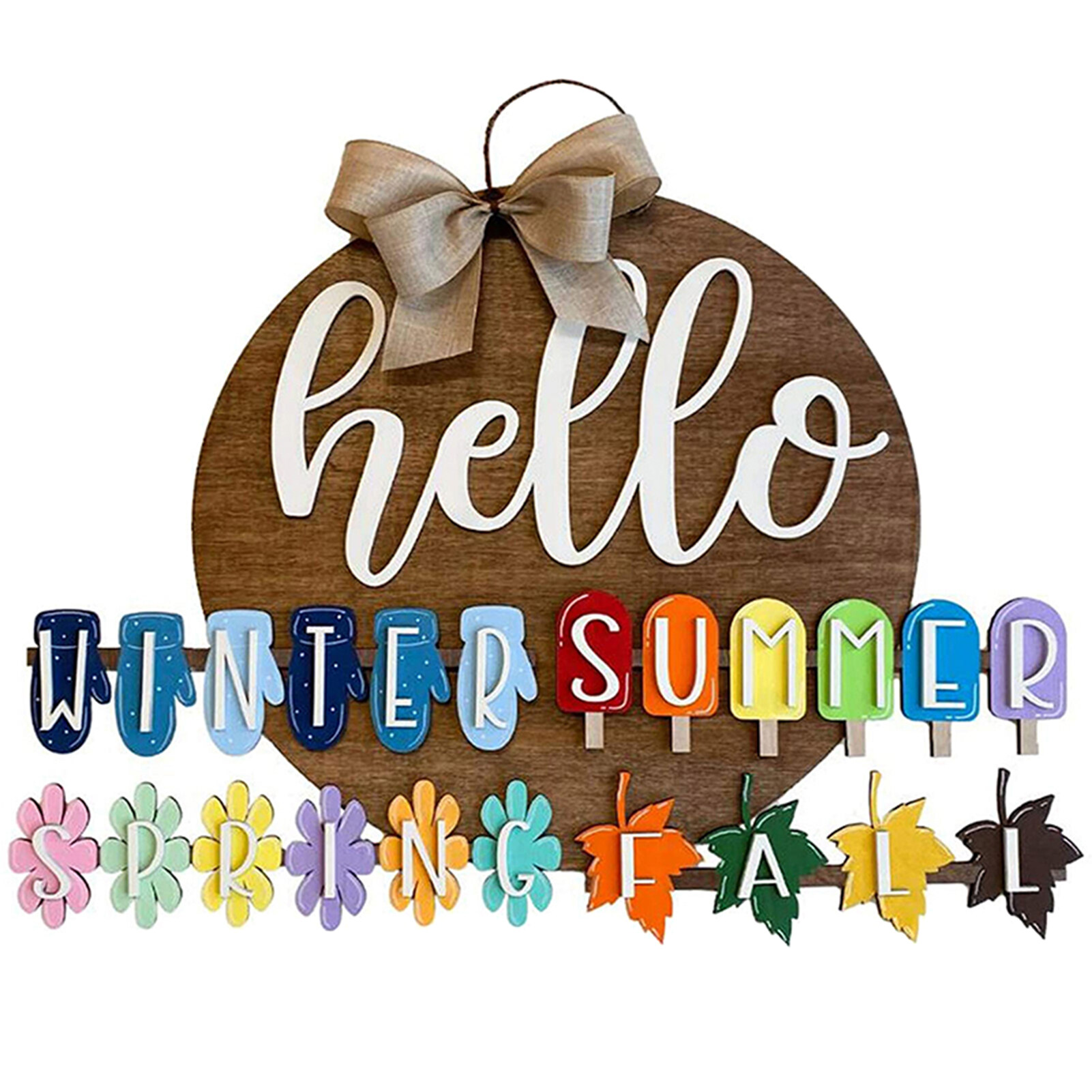Newest Interchangeable Hello Sign 4 Seasons Wood Sign Kit Hanging Sign ...
