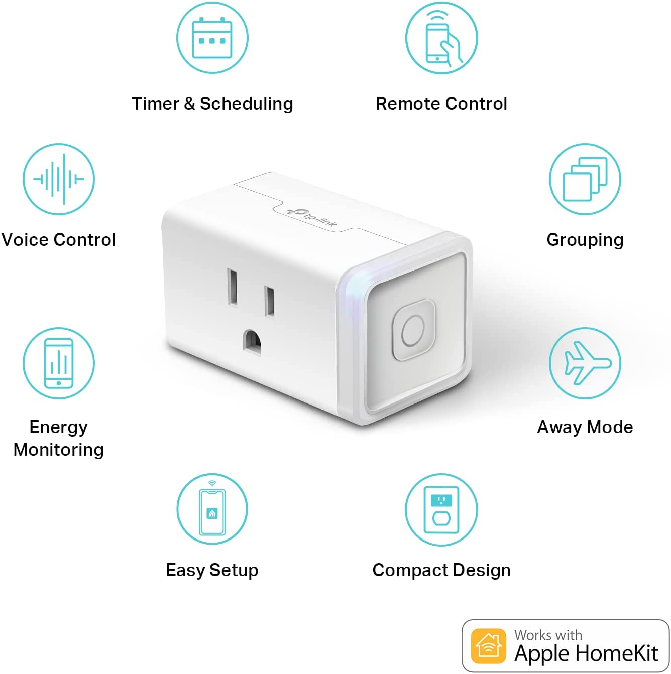TP Link Kasa Smart Plug Mini 15A, Apple HomeKit Supported, Smart Outlet ...