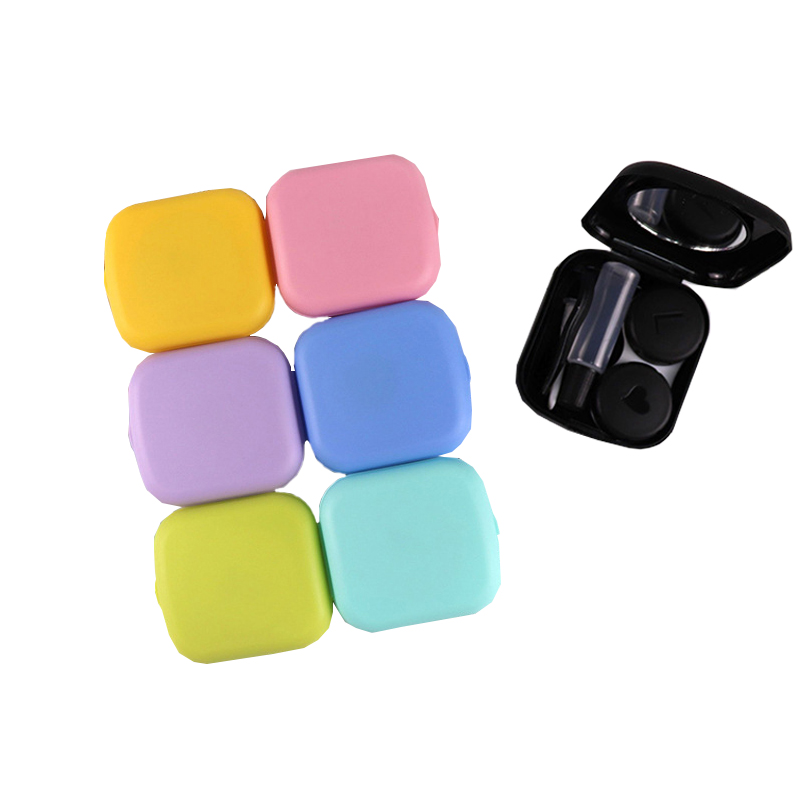 1PCS Contact Lens Cases With Mirror Solid Colour Cute Contact Lens Box ...