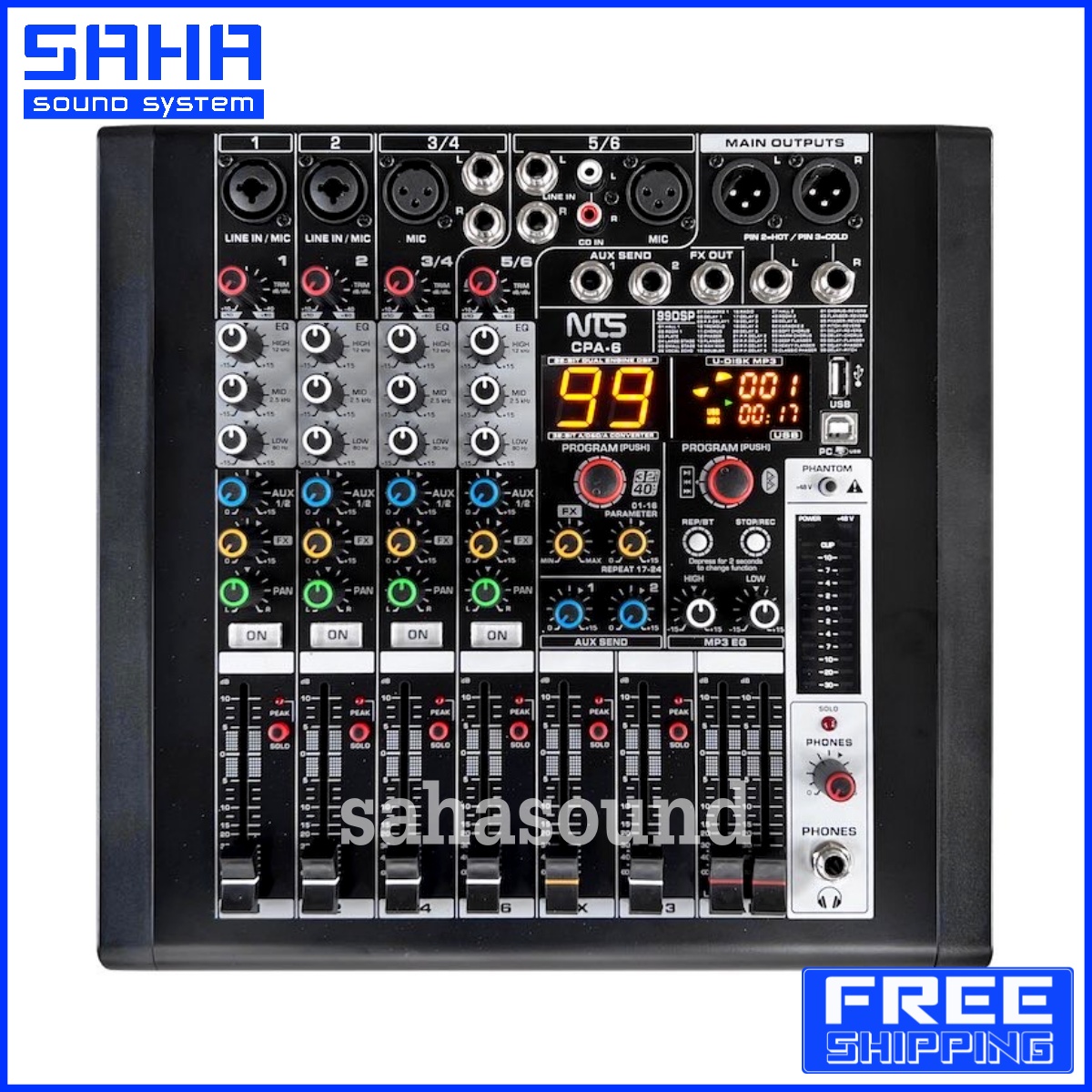 ส่งฟรี NTS CPA-6 POWERMIXER เพาเวอร์มิกเซอร์ 6 โมโนอินพุท 2 สเตอริโอ (ส่งฟรีไม่มีขั้นต่ำ ...