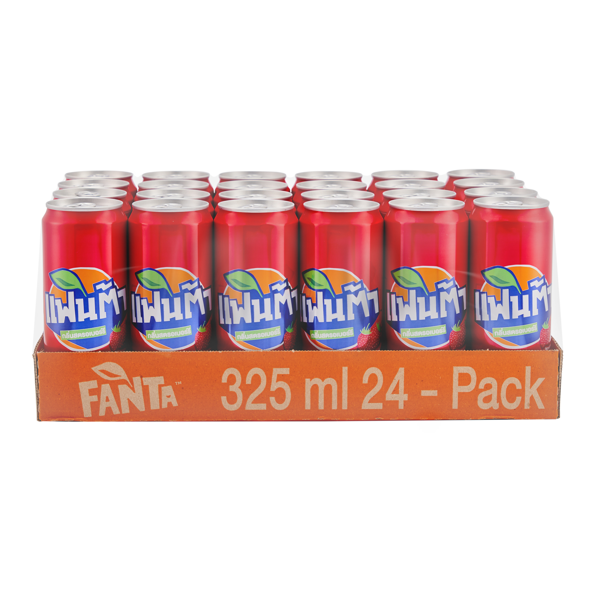 แฟนต้า น้ำอัดลม น้ำแดง 325 มล. 24 กระป๋อง Fanta Soft Drink Strawberry ...