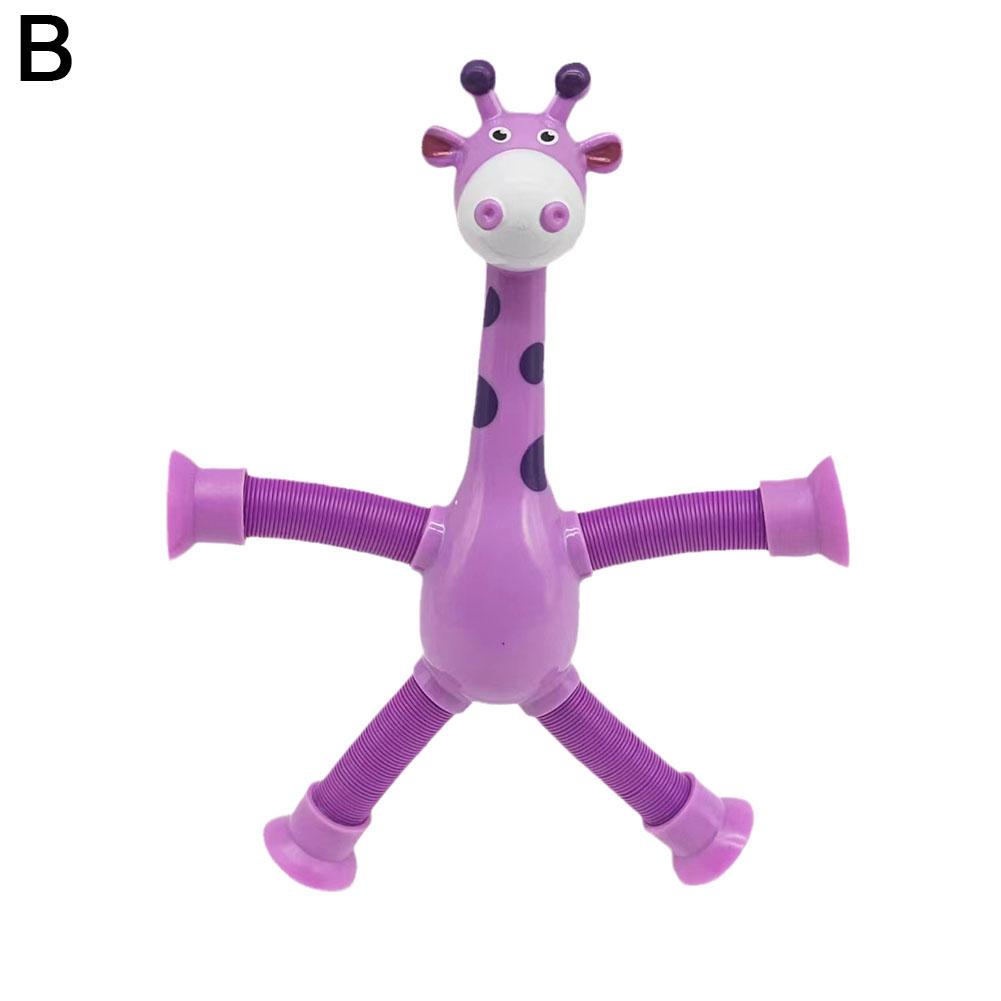 Telescopic Suction Cup Giraffe Toy Kids Pop Tube Spring Giraffe Stress ...