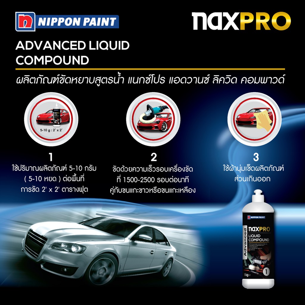NIPPON ยาขัดหยาบ สูตรน้ำ Naxpro Advanced Liquid Compound ขนาด 1kg. สูตร ...