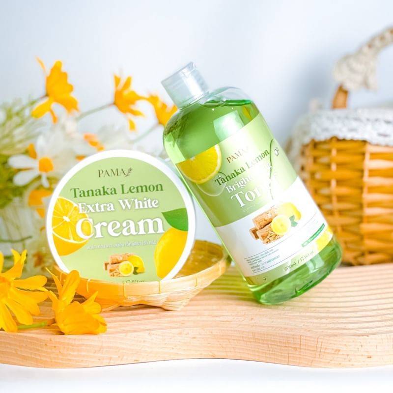 เซ็ตคู่ โทนเนอร์ PAMA ปริมาณ 500 ML & PAMA TANAKA LEMON Extra White ...