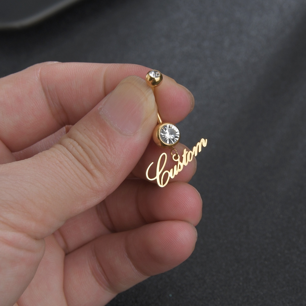 ☁♘☑ Goxijite Custom 1pc Name Sexy Navel Piercing Belly Button Rings Bar ...