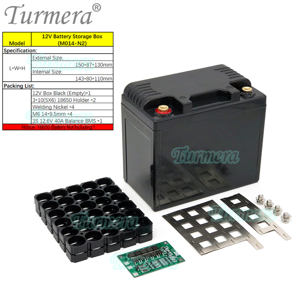 Turmera 12V 30Ah 35Ah กล่องเก็บแบตเตอรี่รถจักรยานยนต์3X10 18650ผู้ถือ3S ...