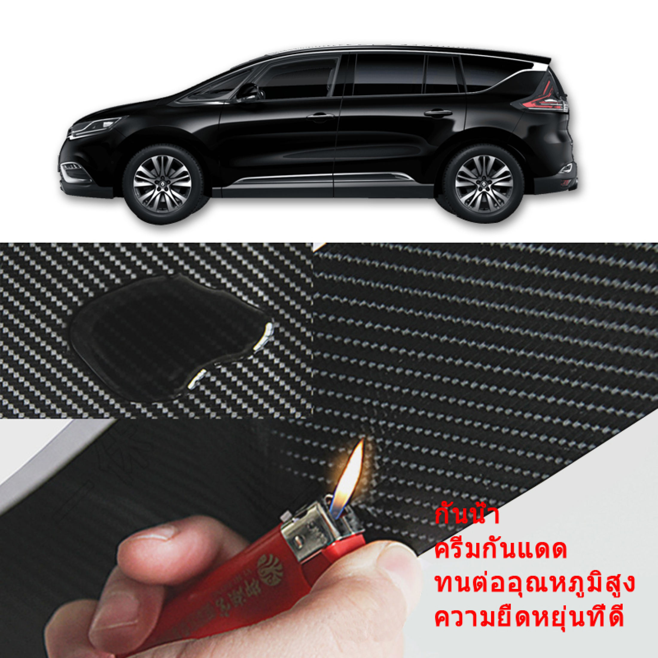 iRemax DIY สติกเกอร์ติดรถ5D 6Dสติกเกอร์ แคพล่า คาร์บอน สีดำ Kapla carbon กดเลือกขนาดได้ ที่ใต้ ...