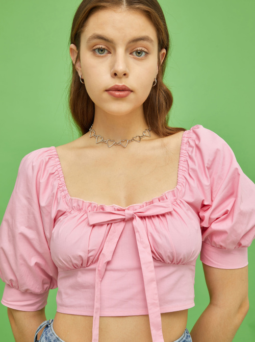 Cider Pinky Blouse with Puff Shoulder - Cider - ThaiPick